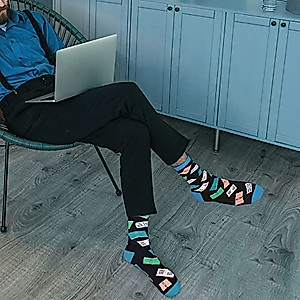 Funny Socks for Men Women Teens Boys - So Little Time So Many Book Novelty Fun Crew Socks-Funky Cotton Crazy Socks with Sayings-Valentines Day Funny Gifts Silly Christmas Stocking Stuffers