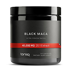 40,000mg Pure Black Maca Root Extract - Ultra Concentrated 20:1 Single Origin Wildcrafted Third-Party Tested Black Maca Powder Capsules for Men & Women - Peruvian Black Macca Root Powder -120 Veg Caps