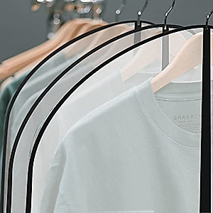 homeminda Extra Long Dress Garment Bags 60in Clear Hanging Lightweight Breathable Dust Cover with Study Full Zipper for Storage Clothes and Travel Pack of 6