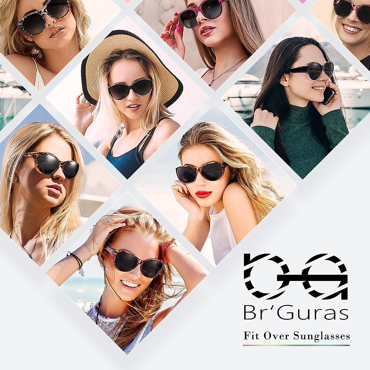 Br'Guras Polarized Oversized Fit over Sunglasses Wear over Glasses for Women Men Driving Riding (Black, Black)