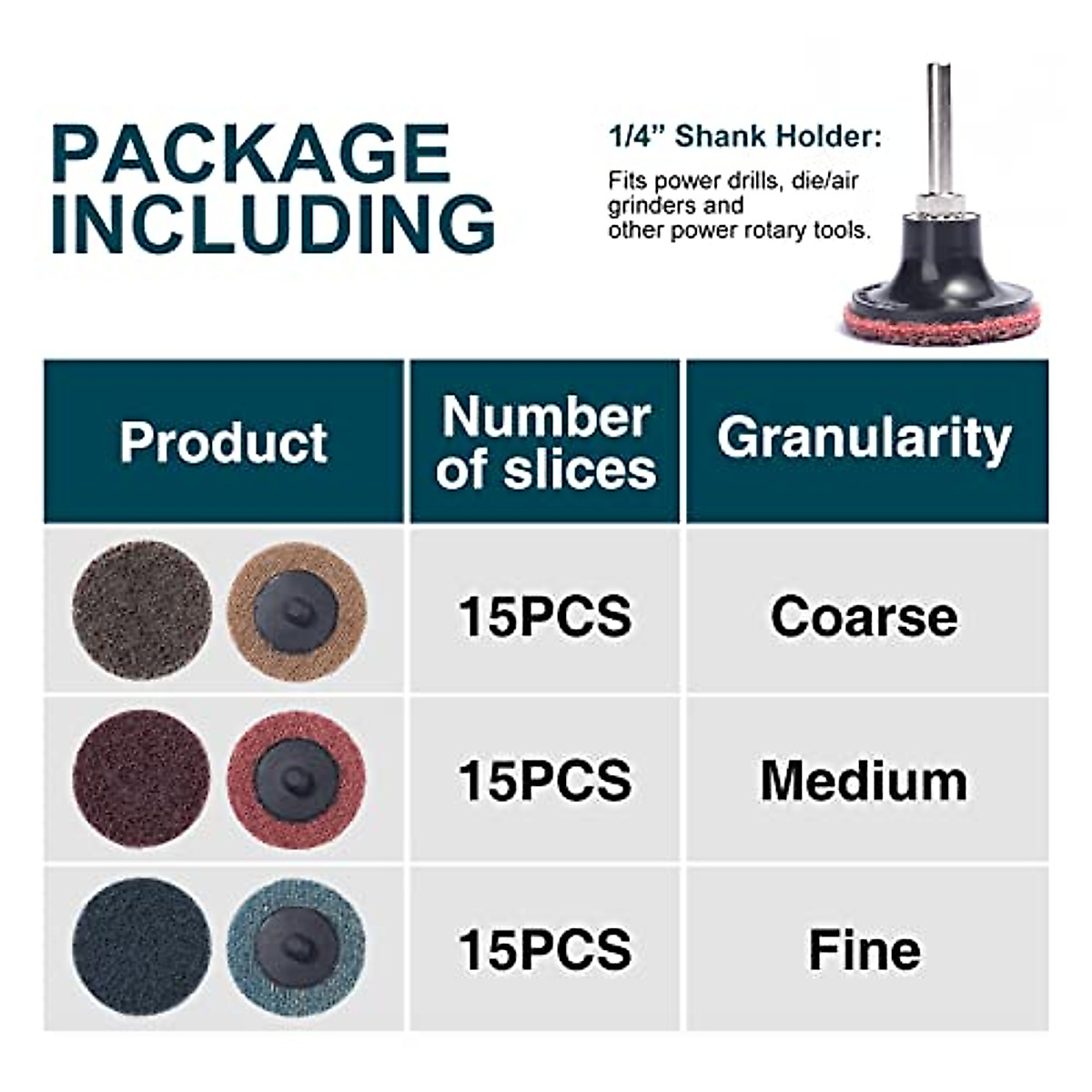 S SATC 46PCS Sanding Discs 2 Inch Roll Lock Quick Change Discs 1pcs 1/4'' Holder Surface Conditioning Discs Fine Medium Coarse for Die Grinder Surface Strip Grind Polish Burr Finish Rust Paint Removal