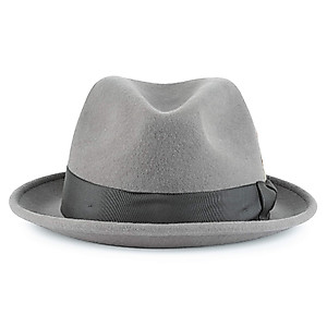 Mens Gray Fedora Hats, 100% Wool Crushable Hat, Packs Easy, Stain Resistant, Stylish Fedora (Also Available in Black)