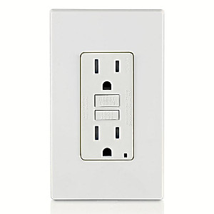 Leviton GFCI Outlet, 20 Amp, Self Test, Tamper-Resistant with LED Indicator Light, Protection from Electric Shock and Electrocution, GFTR2-W, White