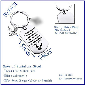 BEKECH Scout Gift Eagle Isaiah 40:31 Keychain But Those who Hope in The Lord Will Renew Their Strength Scout Gift Cub Scout Gift Christian Inspirational Gift for Scout (silver)