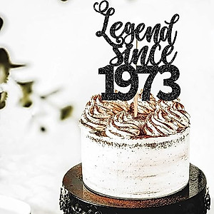 1 PCS Legend Since 1973 Cake Topper 50th Birthday Cake Pick Fifty Hello 50 Funny 50 and Fabulous Cake Decoration for 50th Wedding Anniversary Birthday Party Cake Decorations Supplies Black