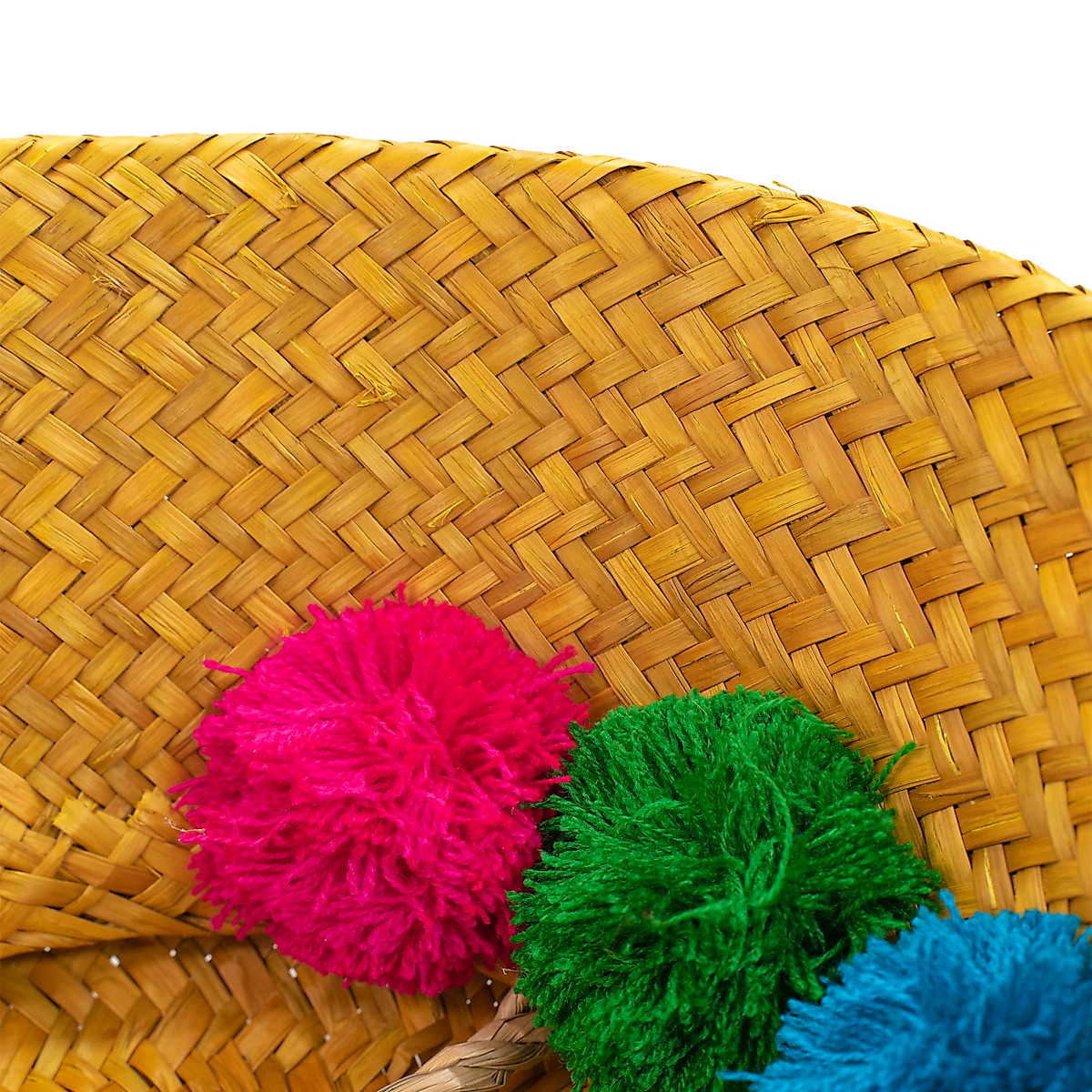 ShelterCast Dyed Seagrass Belly Basket with 8 Pompoms And Handle. (Yellow(Large))