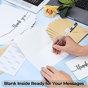 EBEGEE 20 Pack Thank You Cards with Envelopes, Blank 4x6 Inch Thank You Card with Stickers, Premium Thank You Notes, Expressive Gratitude for Weddings, Baby Showers, and Small Business