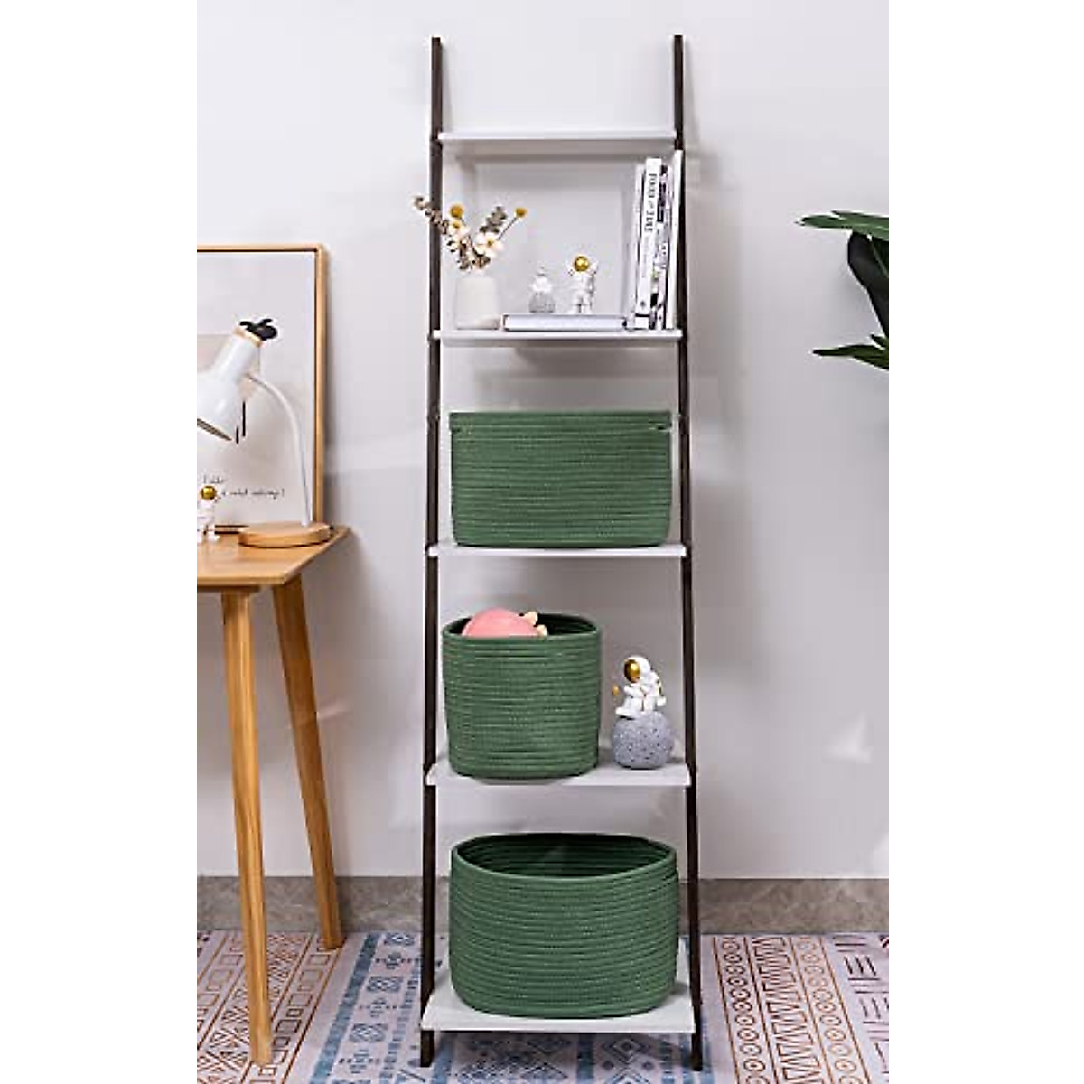 CubesLand Woven Basket for Organizing/Storage,Cube Shelf Closet Storage Baskets Bins Set 3,Long-lasting &Skin-friendly Toy Storage Basket Bin,Stylish Room Decor Basket, Cotton Rope Basket,Green Basket for Shelves