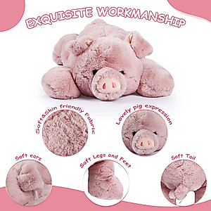 KECIRLE Soft Pink Pig Plush Pillow 21.6",Cute Piggy Stuffed Animal Doll Toy, Gifts for Valentine's, for Kids Boys and Girls……
