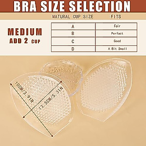 Silicone Bra Inserts, Bra Inserts Silicone Bra Push Up Premium Silicone Breast Lift Enhancers Semi-Adhesive Breast Lift Enhancers Pads Push Up Cup V-Shaped, Reusable, Breathable, Clear for A/B/C Cup