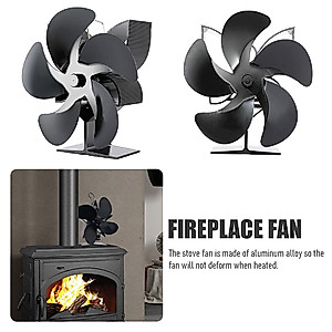 Saycker 5-Blade Fire Fans Heat Powered Stove Fan for Fireplace Wood/Log Burner/Fireplace Increased Efficiency(Black)