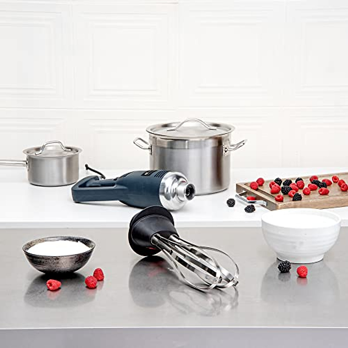 Restaurantware Hi Tek Stainless Steel Whisk - Fits Variable Speed Immersion Blender - 10" - 1 count box,Silver