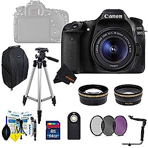 Canon EOS 80D DSLR Camera with EF-S 18-55mm is STM +64 GB SD Memory Card +Sunshine Pro Bundle