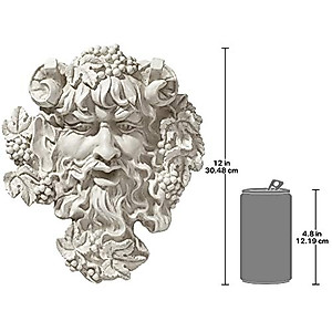 Design Toscano OS6212M Bacchus, Grape Harvest Wine Greenman Face Wall Sculpture, Medium Size, 10 inches wide, 12 inches tall, Handcast Polyresin, Antique Stone Finish