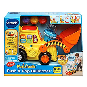 VTech Pop-a-Balls Push & Pop Bulldozer,Yellow