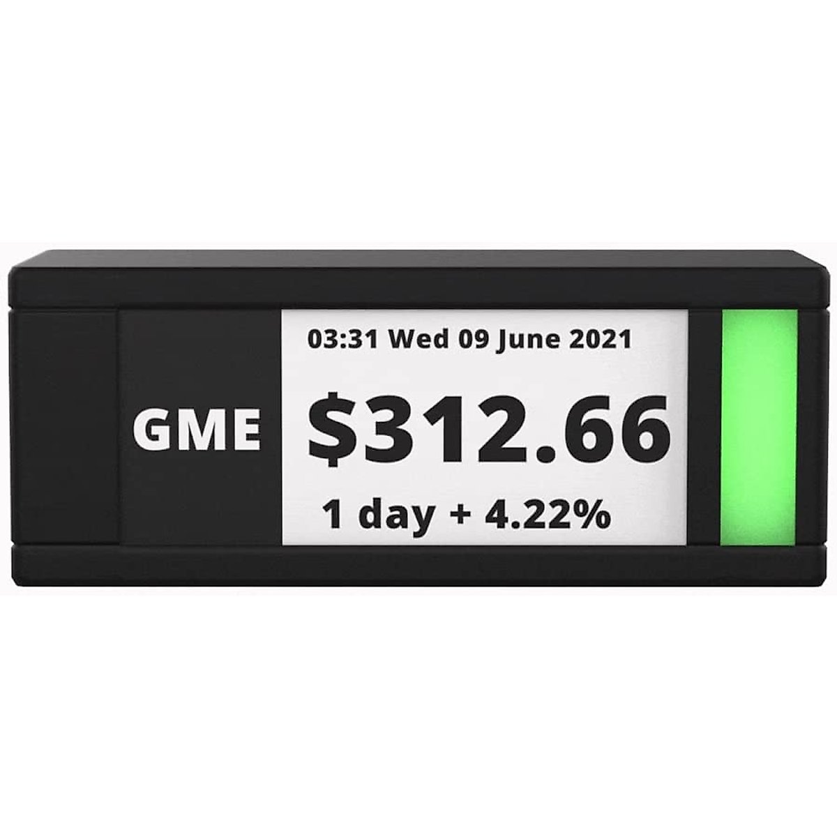 TickrMeter - A Stock Ticker Display for Home and Office - Features: Portfolio Playlist, Stock Alerts, Crypto Currencies, E-Ink Screen, Stackable Design, WiFi Connected, Track Positions