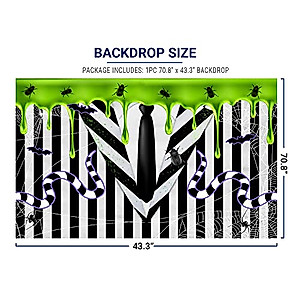 Allenjoy Black and White Halloween Stripes Backdrop for Photography Pictures Juice Beetle Wall Decor Wedding Birthday Costume Party Supplies Decorations Banner Holiday Photo Booth Background