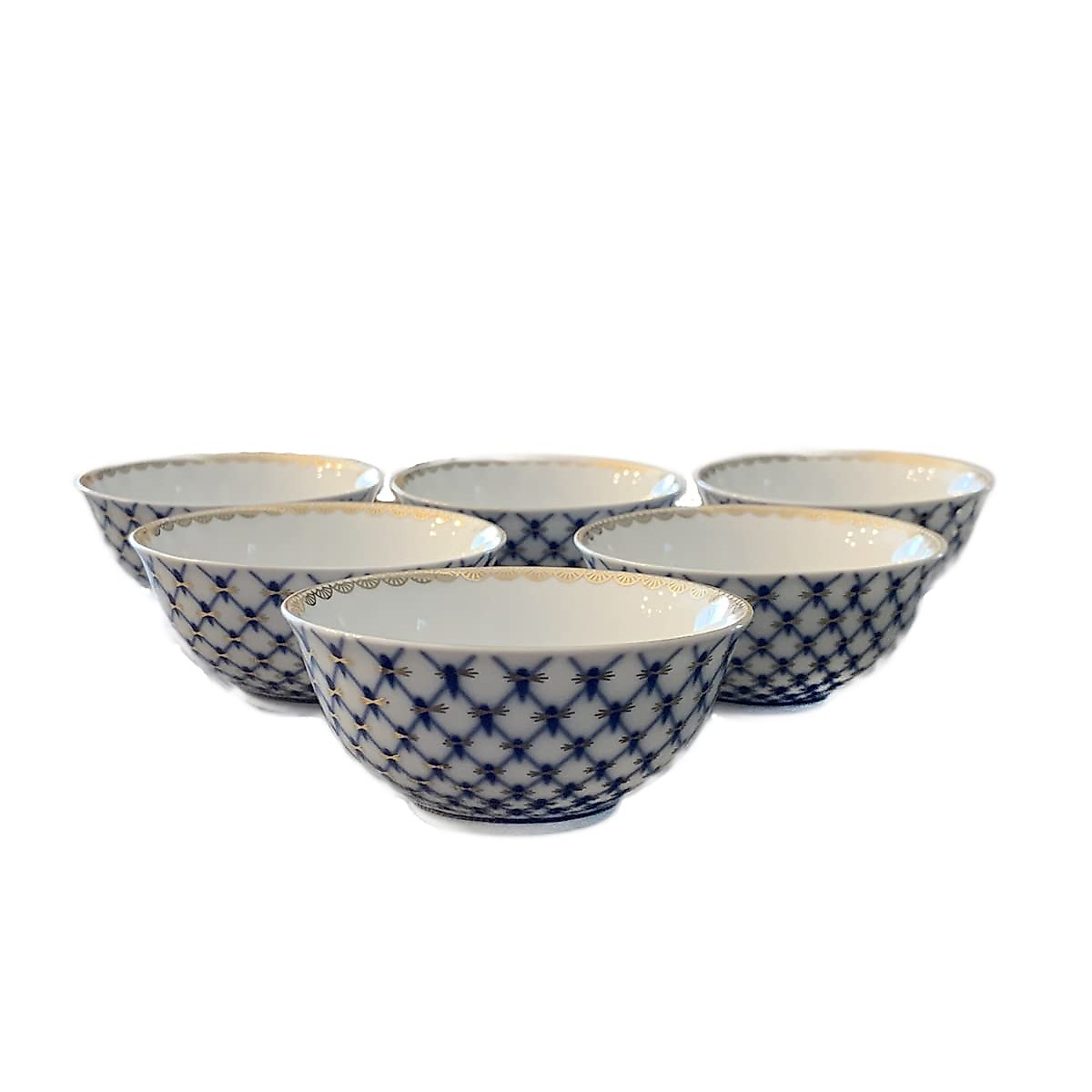 BohemianGifts Cobalt Blue Net LIQUER Piala Cups, SET of 6, Capacity 2.5 Oz, European Lomonosov Design Saint Petersburg