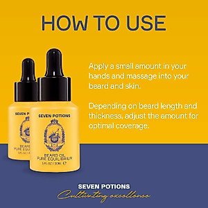 SEVEN POTIONS Beard Oil 1 fl oz Fragrance Free Beard Softener. Stops Beard Itch. Natural Beard Conditioning Oil. Contains Jojoba Oil (Pure Equilibrium)