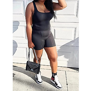 Ribbed 2 Piece Set for Women Sleeveless Crop Tank Top High Waist Shorts Casual Yoga Lounge Sets Black S