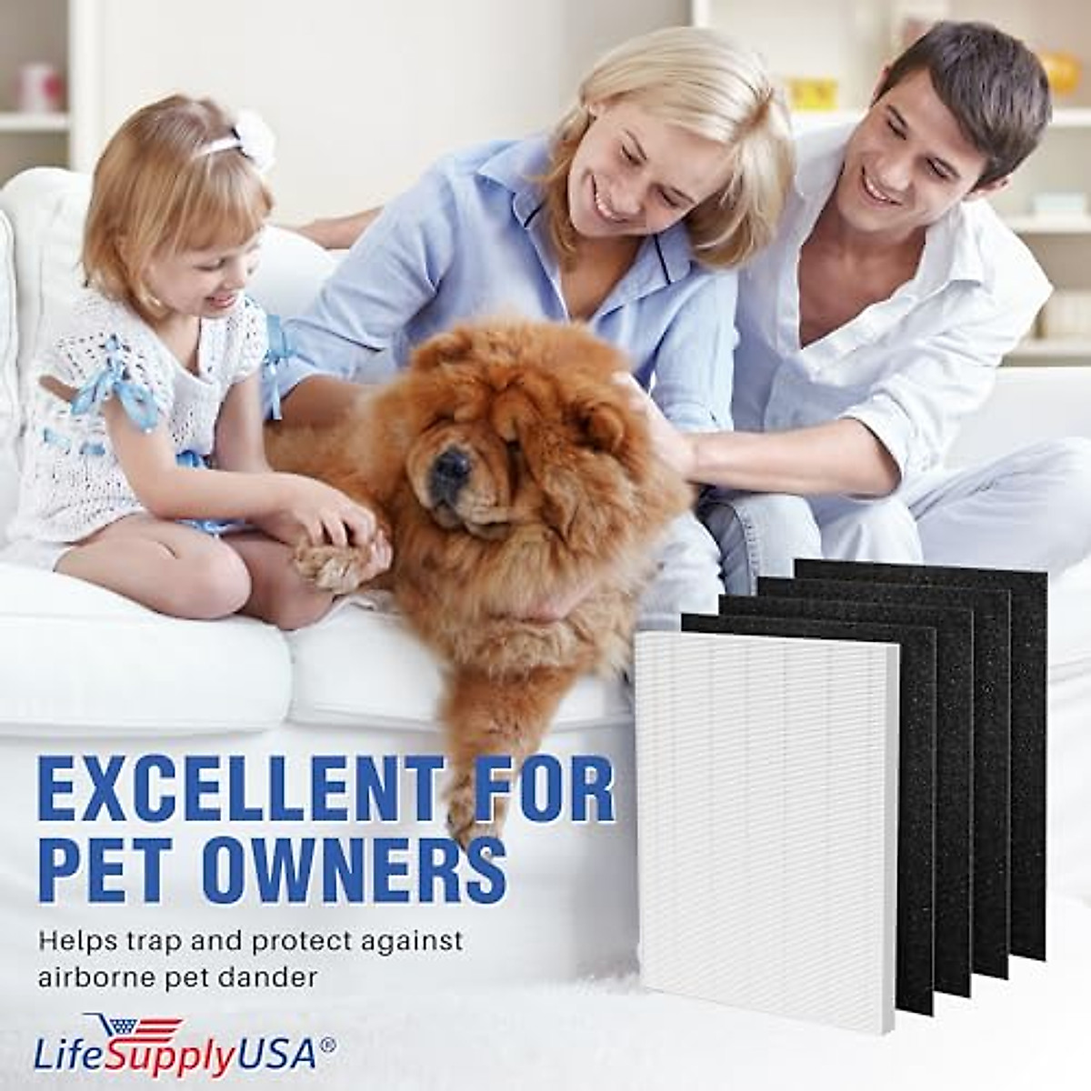 LifeSupplyUSA True HEPA + 4 Carbon Replacement Filters Compatible with Winix 115115 Size 21 and Plasma Wave WAC5300, WAC5500, WAC6300, 5000, 5000b, 5300, 5500, 6300 & 9000