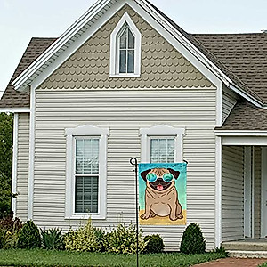 Pug Dog Welcome Garden Flag, Summer Beach Double Sided Vertical Small Yard Flags for Outdoor Lawn Decorations 12x18"