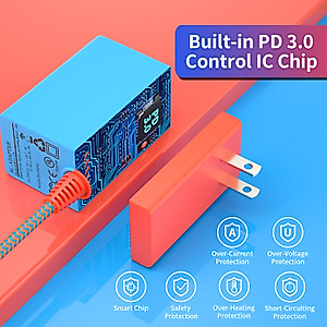 Mviioe Switch Charger for Nintendo Switch Switch AC Adapter 15V 2.6A Switch Charger Cord 5FT 39W Power Supply Compatible with Nintendo Switch/Lite/OLED/Steam Deck/PlayStation Portal