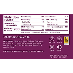 Nature’s Bakery Whole Wheat Fig Bars, Original Fig, Real Fruit, Vegan, Non-GMO, Snack bar, 1 box with 12 twin packs (12 twin packs)