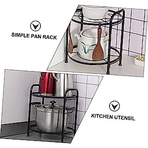 YARNOW Pan Storage Rack 1 PC Pot Rack Pan Holder Rack Cookware Stand Pot Storage Holder Simple Pan Rack Two-layer Pot Shelf Iron Household Food Black Pan Storage Rack Kitchen Utensil