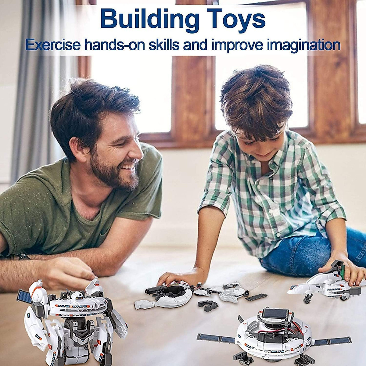 Solar Robot Kit for Kids Age 8-12, STEM Building Toys,6-in-1 Build Your Own Robot with Solar Panel & Battery Power, Science Educational Christmas Birthday Idea Gifts for Boy Age 8 9 10 11 12