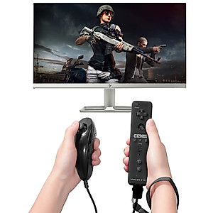 MODESLAB Wii Nunchuck Controller, 2 Pack Nunchuk Controllers Replacement Remote Joystick Gamepad Controller Compatible with Wii Wii U Console(Black+White)