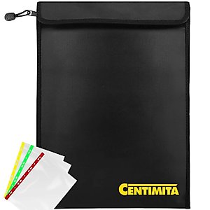Fireproof Document Bag Waterproof Safe Folder - 2000℉ Money Bag with Zipper and 3 Document Protectors, 15”x11” Fire Proof/Waterproof Safe Bag, Important Document Holder, Fireproof Pouch,Fire Envelope