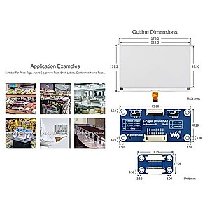 Waveshare 7.5inch E-Paper E-Ink Display HAT Compatible with Raspberry Pi 5/4B/3B/Zero/Zero W/Zero 2W/Pico/Pico W/Pico WH, 800×480 Pixels Red/Black/White Three-Color SPI Interface