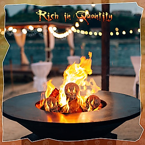 12 Pieces Fire Pit Skull Imitated Human Skull Gas Log for Indoor or Outdoor Fireplaces Ceramic Fireproof Fire Pit Skull Log Skull Shaped Halloween Decor for Fireplaces Fire Pits Campfire