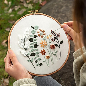 Embroidery Starter Kit Beginners- 3 Pack Cross Stitch Kits with Cute Flowers and Plants Patterns with Embroidery Hoop and Color Threads for Adults Kids