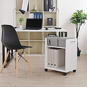 Shirai Sangyo OF2-6045P Office CO 2 Convenient Desk Side Wagon, Rack, With Casters, Under Desk Storage, Compatible with A4 File Boxes, Back Makeup, Wood, Width 17.7 inches (45 cm), Height 23.2 inches (59.2 cm), Depth 13.6 inches (34.3 cm)