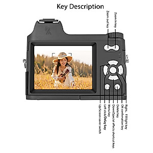 4K Digital Camera, 48MP, Manual Focusing, Retro Anti Slip Pattern Handle, Long Battery Life, Manual Rotation, VLOG Shooting, Compatible with Other Devices
