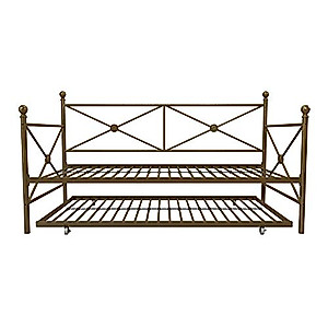 DHP Lina Metal Daybed with Trundle, Twin Size Sofa Bed Frame, Gold