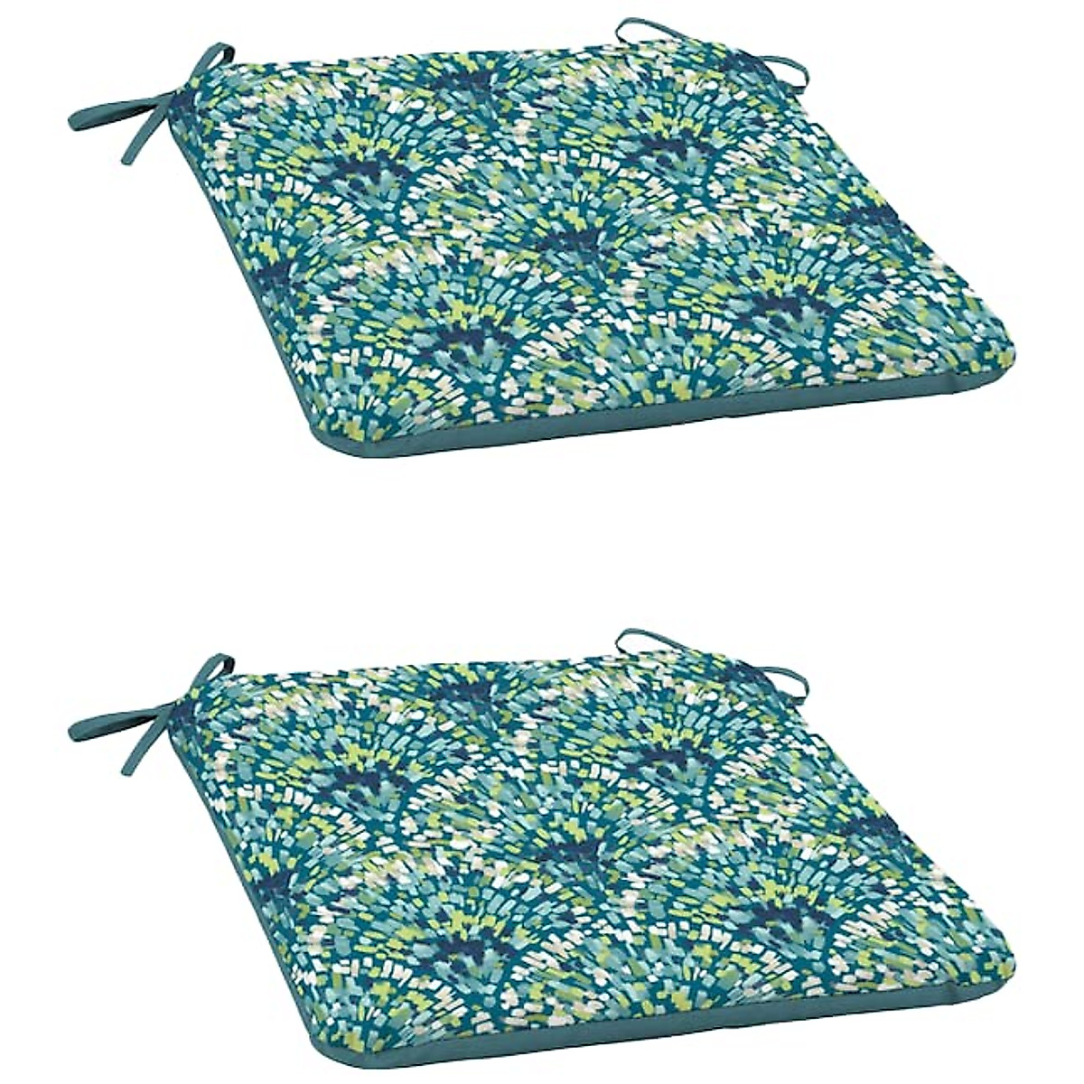 Contemporary Teal Waves Replacement Cushion 19 x 18 x 2.5 in (Set of 2 Shipped in Re-sealable Vacuum Storage Bag) for Outdoor Patio Furniture