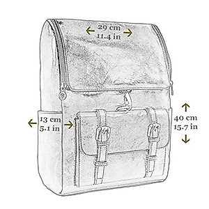 Time Resistance Leather Backpack up to 15in Laptop Brown Travel Bag