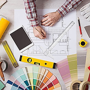 5 Pieces Drafting Tools Plastic Transparent Rulers Drawing Ruler 12 Inch T-Square 180 Degree Protractor, 2 Triangles and a French Curve for Students and Engineering Drawing