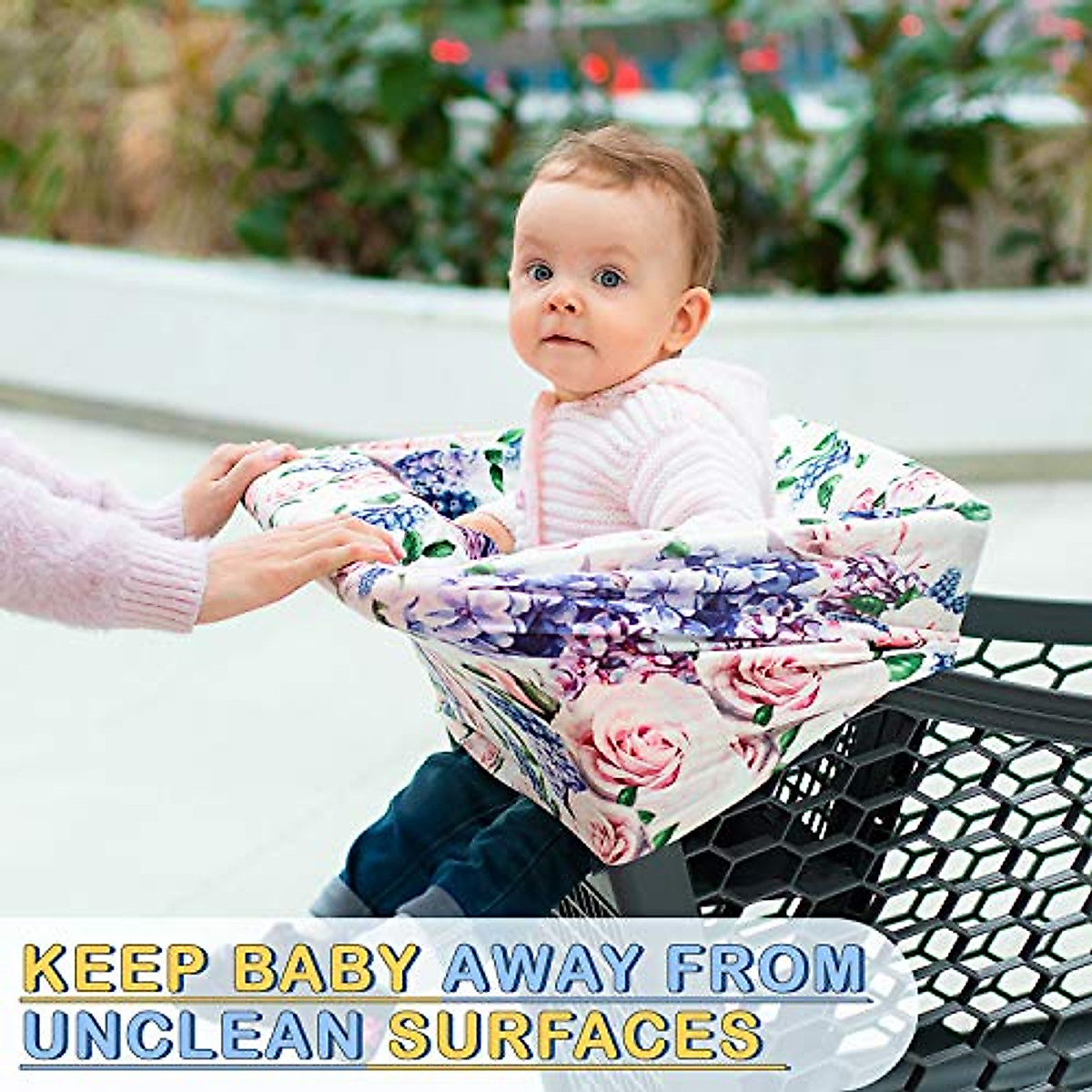Multi Use Nursing Breastfeeding Cover Scarf-Car Seat Canopy by Busy Monkey-Shopping Cart-High Chair-Stroller and Carseat Covers for Boys and Girls-Infinity Stretchy Shawl-Baby Shower-Floral