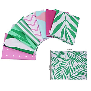 Soimoi 8 Pc Fat Quarter Bundle - Flamingo Tropical Theme Print 18"x 22" DIY Patchwork- 100% Cotton Pre-Cut Quilting Fabric (Pink & Green)
