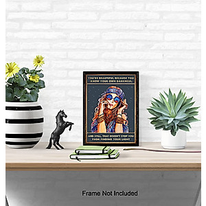 Motivational Wall Decor for Women - Positive Quotes Boho-chic Wall Art - Hippie Poster - Encouragement Gifts for Women BFF Teen Girls - Women's empowerment Wall Art - Inspirational Art - UNFRAMED 8X10