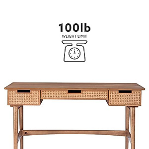 Linon Natural Dutton Wood and Rattan Desk