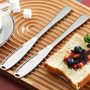 Mlesi Butter Knife Stainless Steel Butter Spreader Knife,Multifunctional Butter Knife for Cold Butter,3 in 1 Kitchen Gadgets, Butter Grater, Butter Spreader and Grater with Serrated Edge (3-Pack silver)