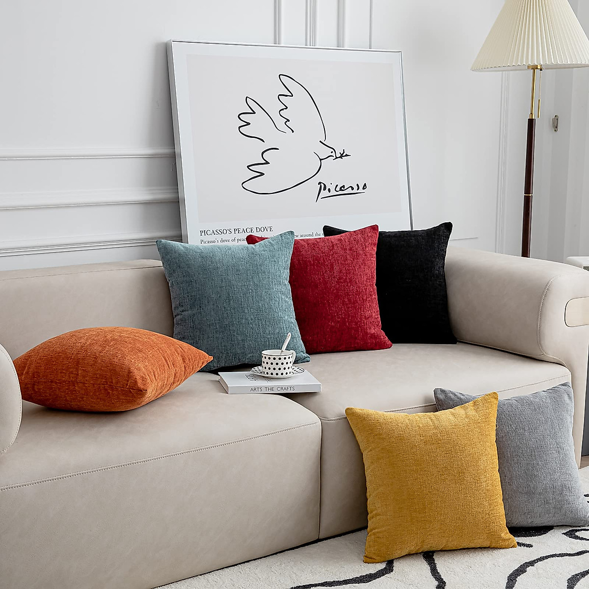 Anickal Black Pillow Covers 18x18 Inch Set of 2 Modern Farmhouse Rustic Decorative Throw Pillow Covers Square Cushion Case for Living Room Home Sofa Couch Decoration