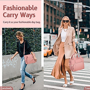 Insulated Lunch Bag for Women, Large Lunch Tote Bag with Removable Shoulder Strap, Lunch Box for Women, Leak Proof Cooler Lunch Bag for Work Picnic Hiking Beach (Pink)