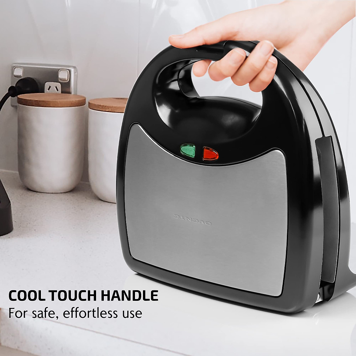 OVENTE 3 in 1 Electric Sandwich Maker, Panini Press Grill and Waffle Iron Set with Removable Non-Stick Plates, Perfect for Cooking Grilled Cheese, Tuna Melts, Burgers, Steaks and Snacks, Black GPI302B