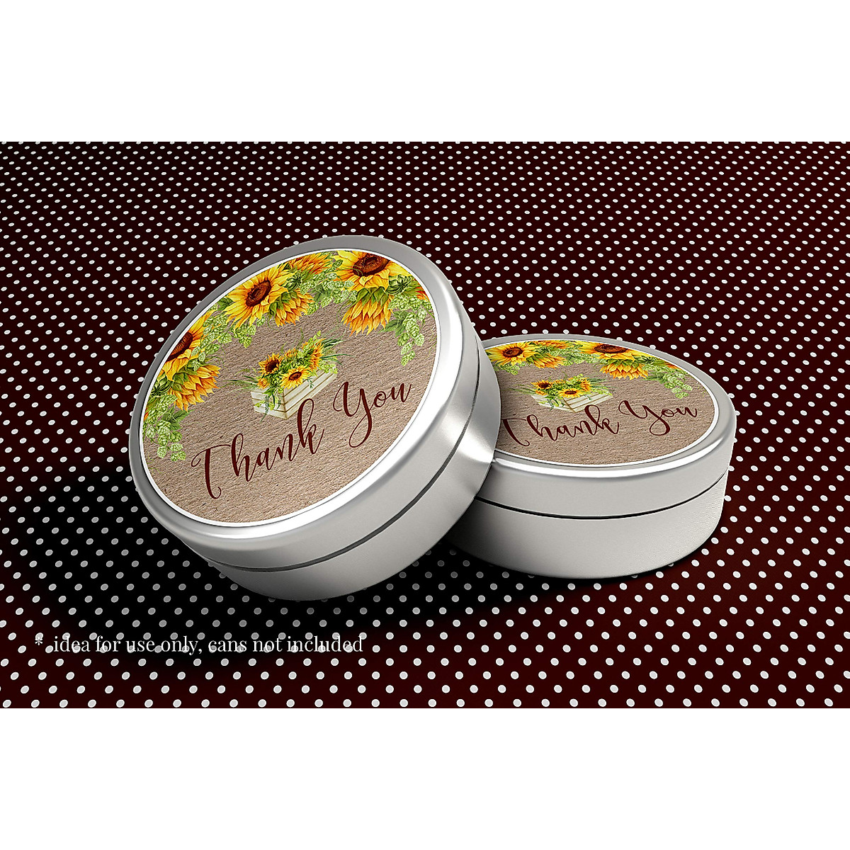 Rustic Fall Watercolor Sunflowers Thank You Sticker Labels, 40 2" Party Circle Stickers by AmandaCreation, Great for Party Favors, Envelope Seals & Goodie Bags